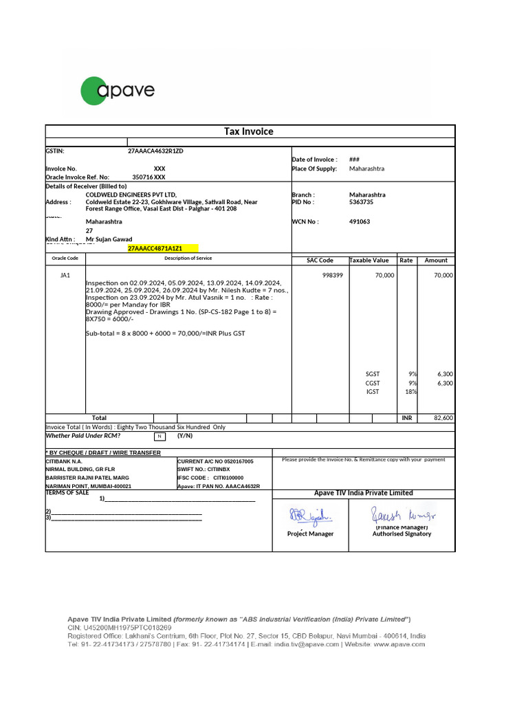 Cold Weld Invoice Dated 25.09.2024 | PDF
