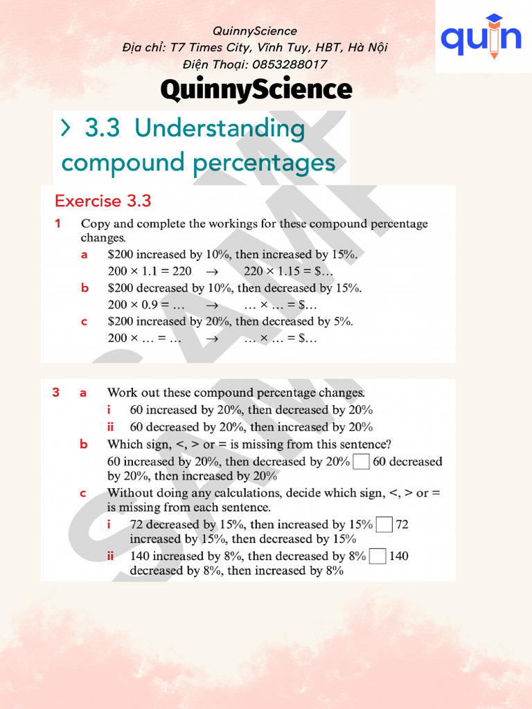 Chapter 3.3 3.4 Compound Percentage | PDF | Science & Mathematics
