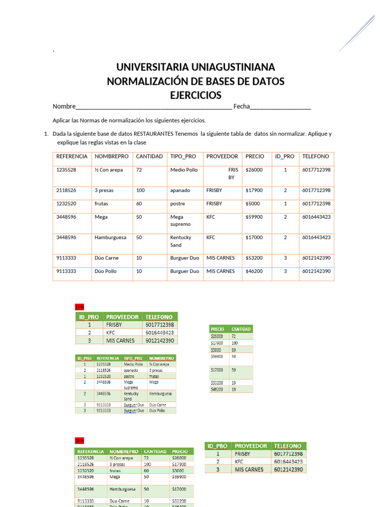 EJERCICIO NORMALIZACIÓN DE BASES DE DATOS 2023 (2) (1) | PDF
