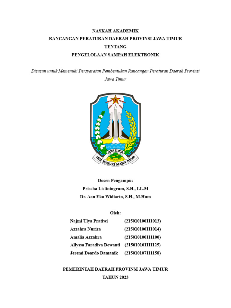 Kelompok 2 - Naskah Akademik Raperda Prov Jatim Tentang Pengelolaan Sampah Elektronik | PDF