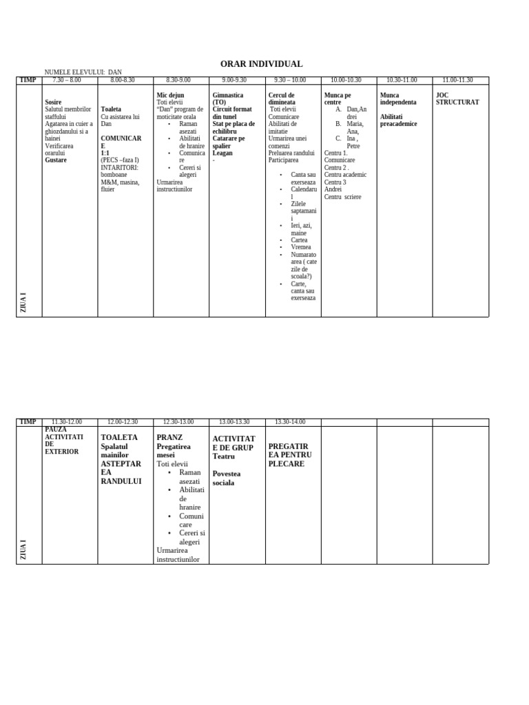 Orar Training | PDF