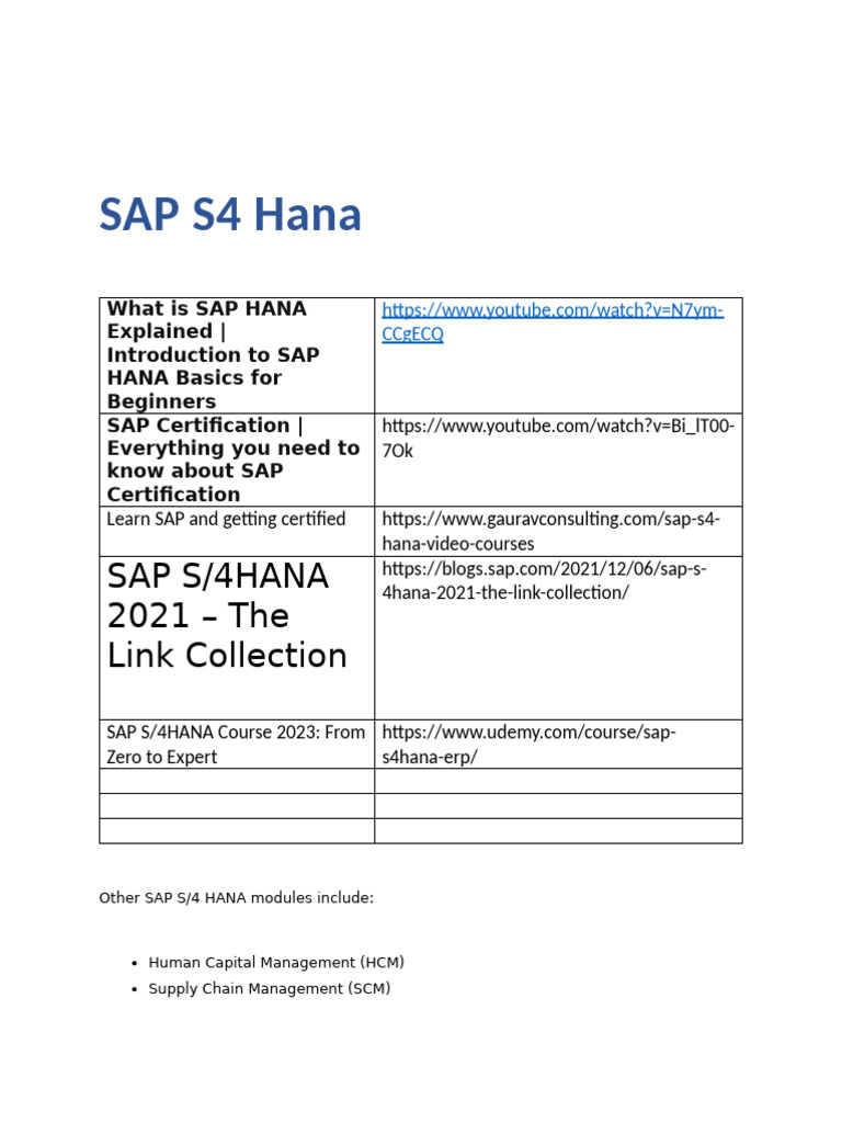 SAP S4 Hana | PDF