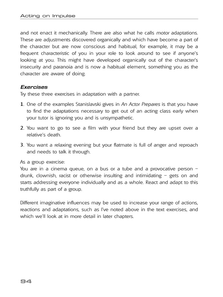 Acting On Impulse Reclaiming The Stanislavski Appr... - (Pages 101 To ...