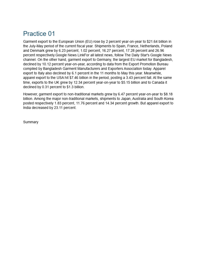 Summary Practice | PDF