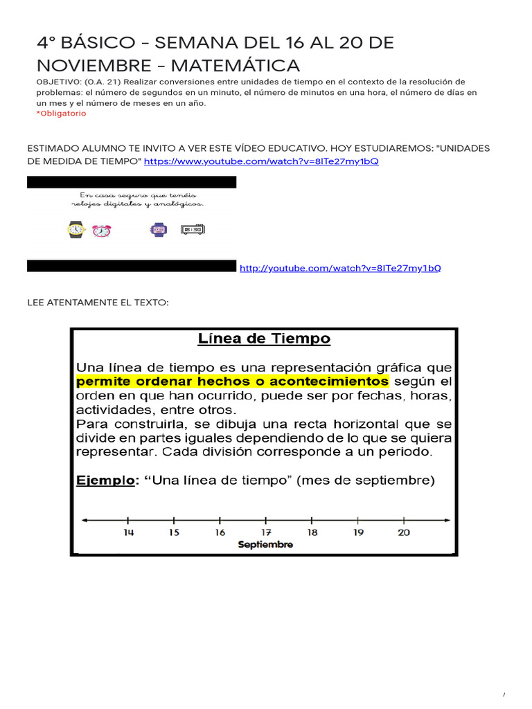 Evaluación Matemática 4° B La hora | PDF