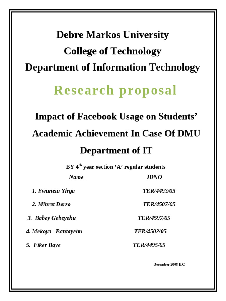 Final Research Proposal Group One Member Best One | PDF