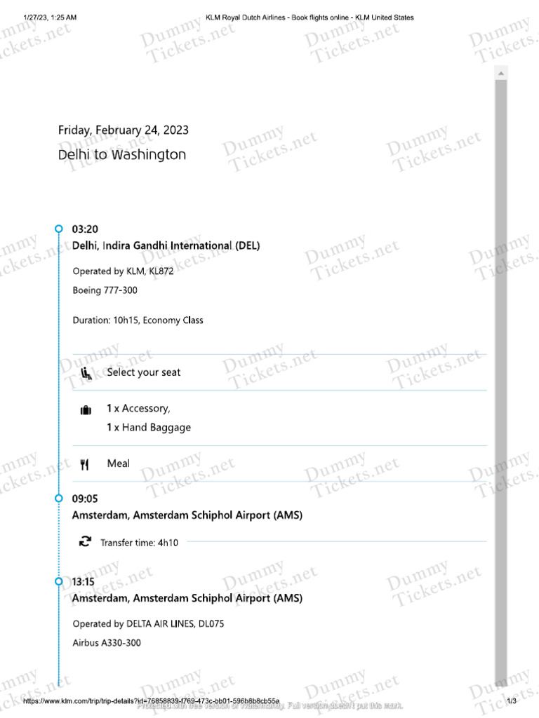 KLM Royal Dutch Sample | PDF