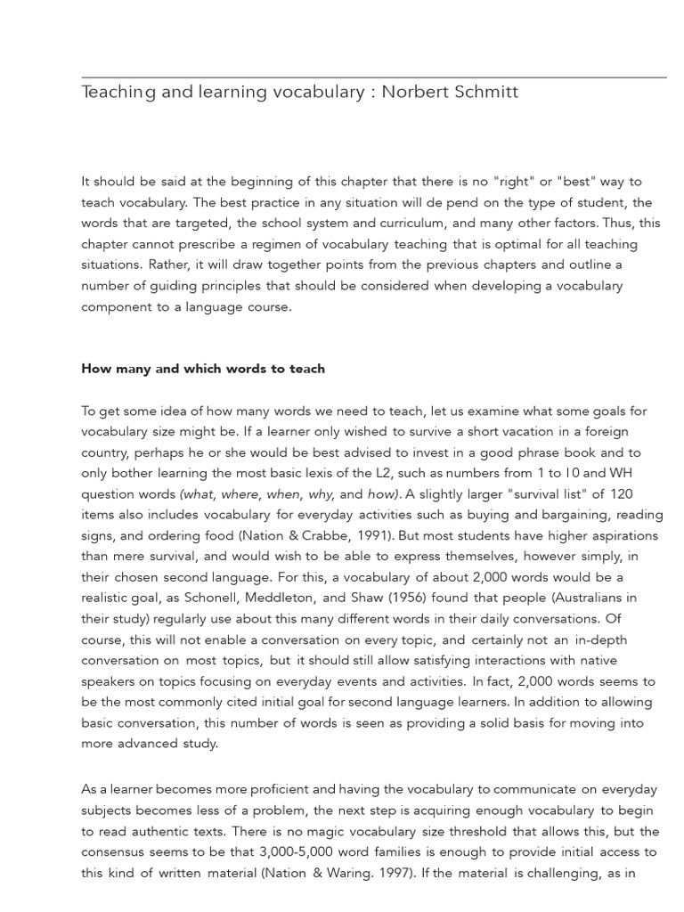 Teaching and Learning Vocabulary-1 | PDF