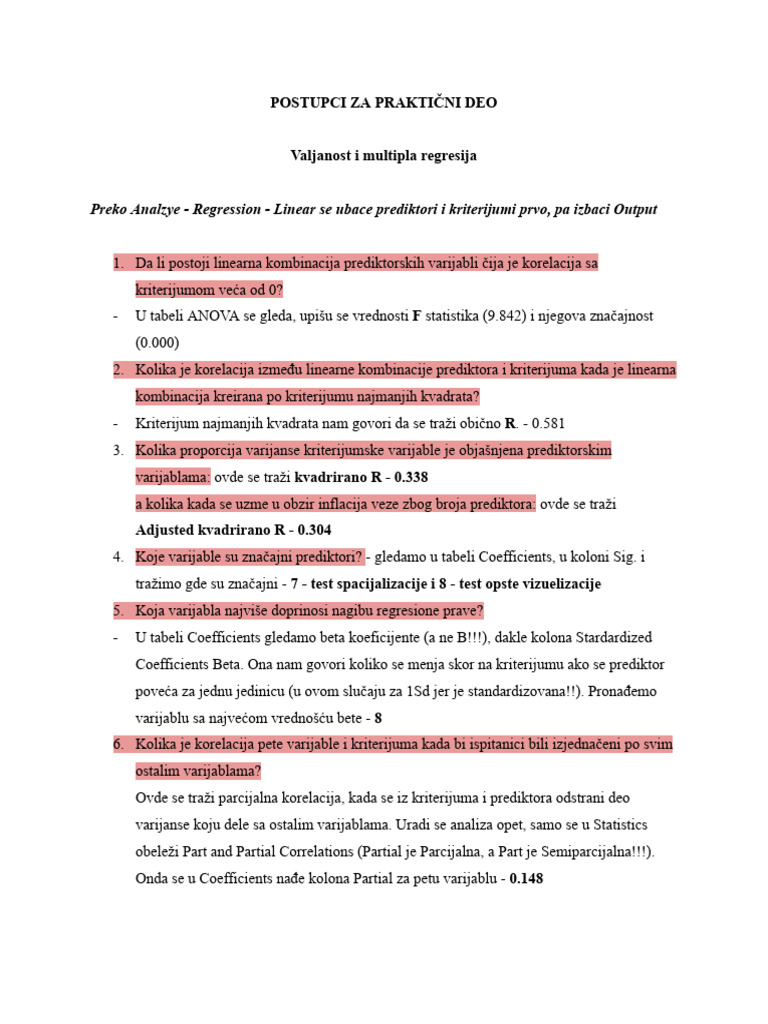 POSTUPCI ZA PRAKTIČNI DEO | PDF