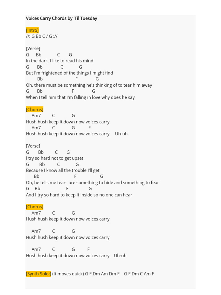 Voices Carry by Til Tuesday | PDF