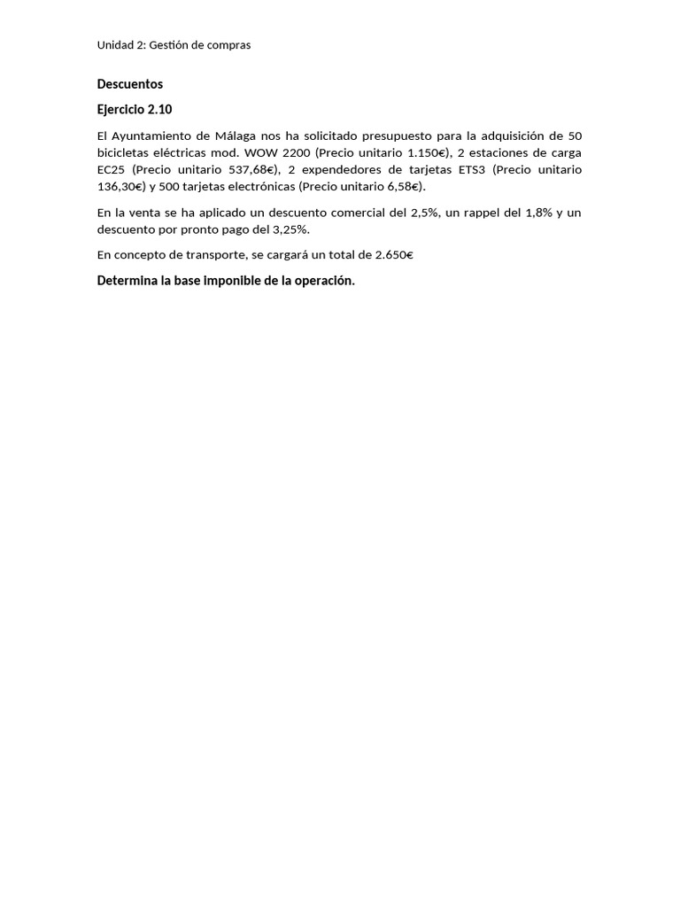 Ejercicio 2-10 - Descuentos | PDF