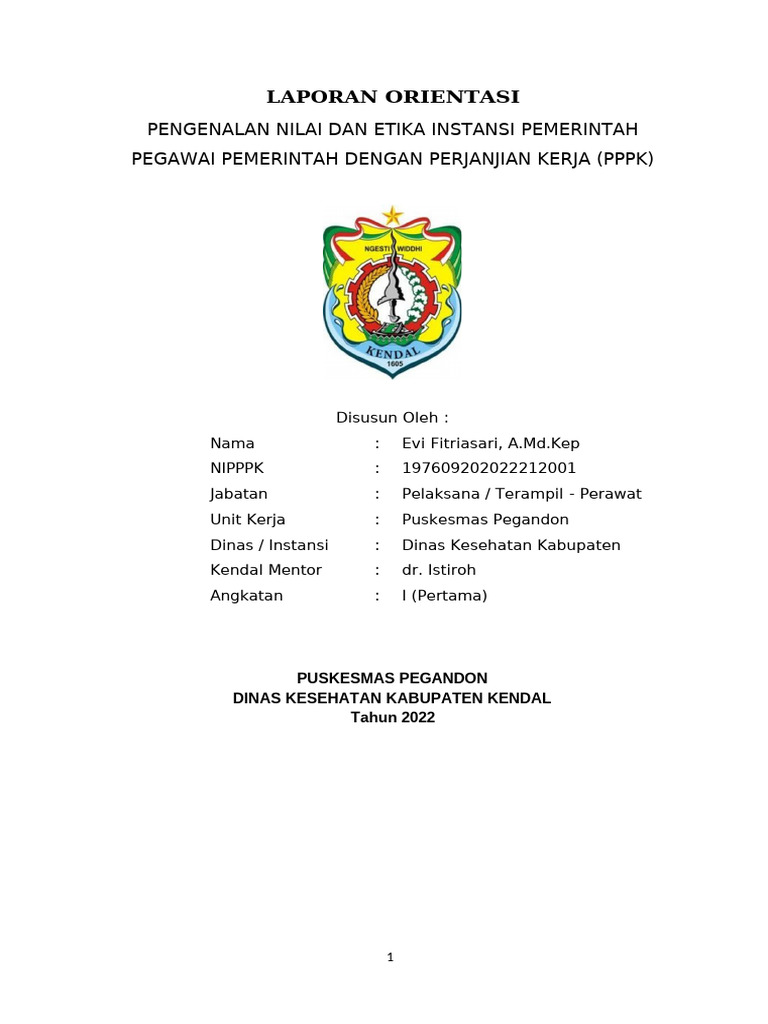 LAPORAN ORIENTASI PPPK AKHIR PPPK Mbak Evi | PDF | Indonesia | Business