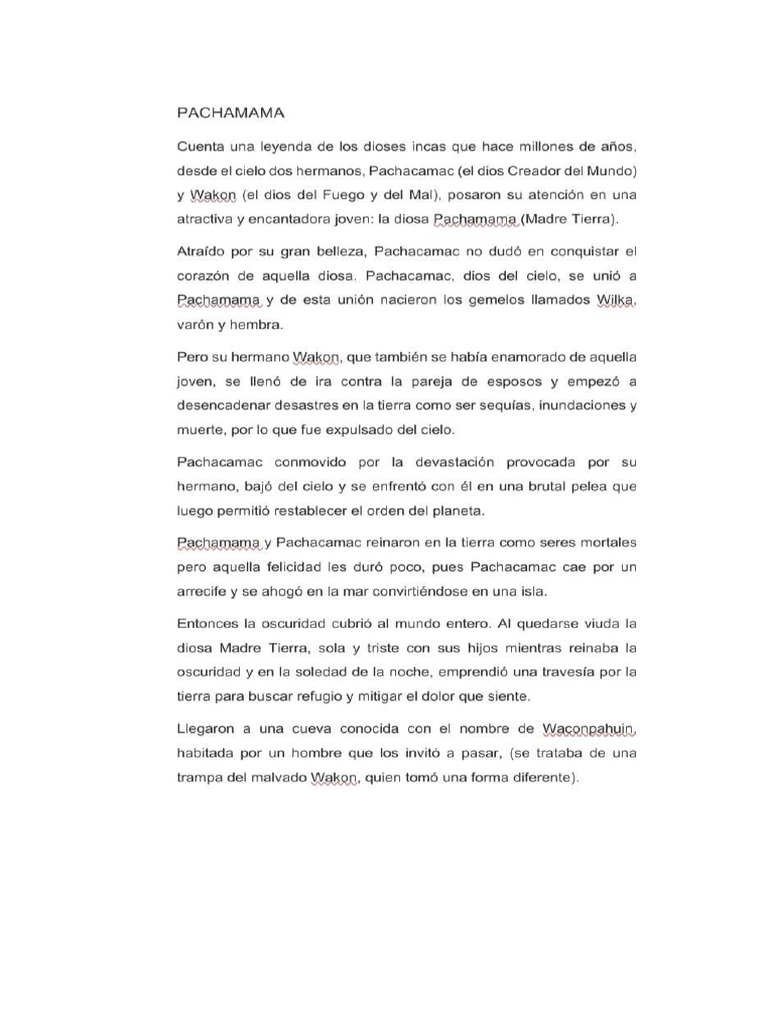 La Leyenda de La Pachamama | PDF