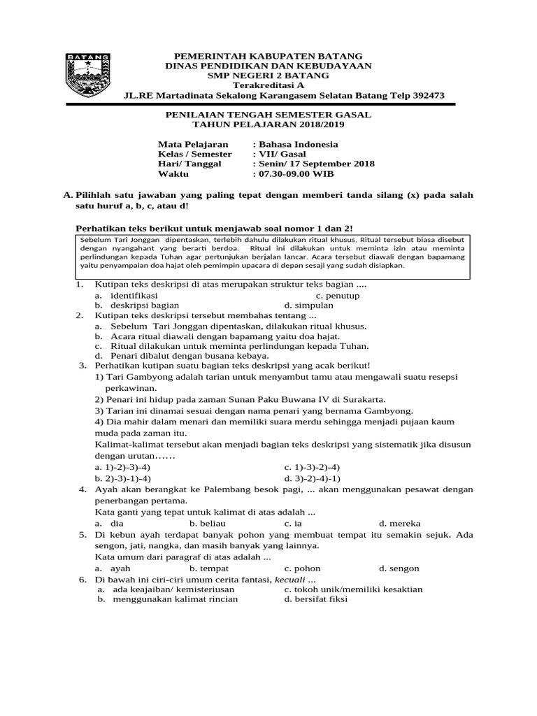 latihan soal pts | PDF