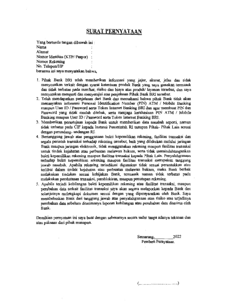 Kelengkapan Form Bri | PDF