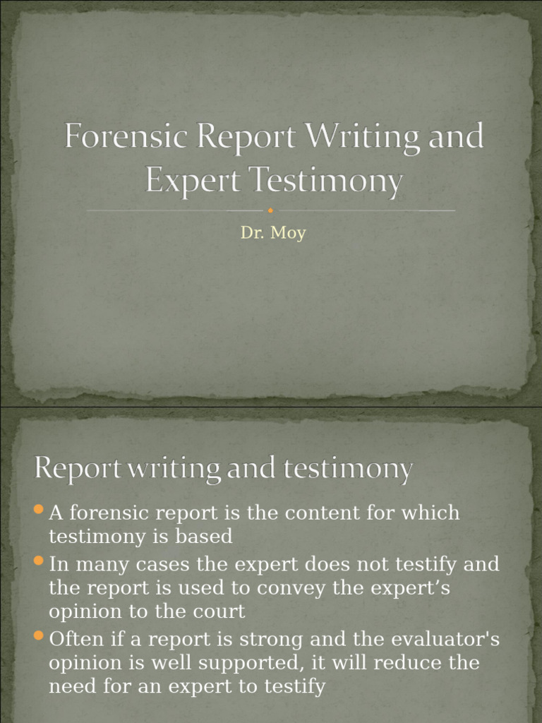 Forensic Report Writing and Expert Testimony | PDF | Lawyer | Testimony