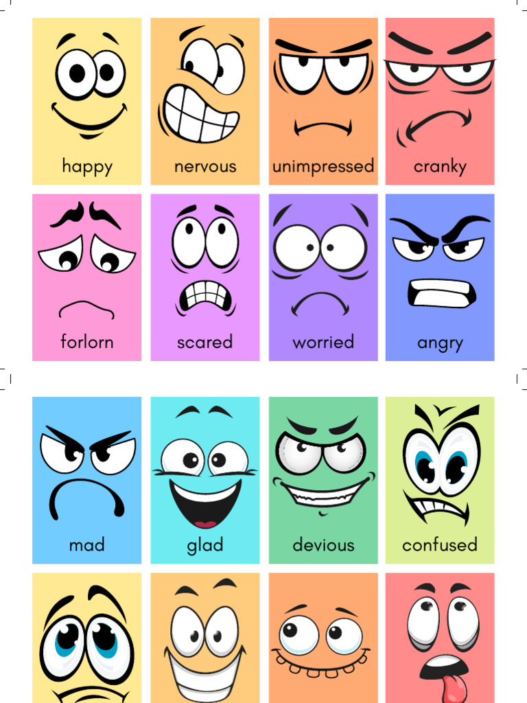 Facial Expressions Emotions Flashcards | PDF