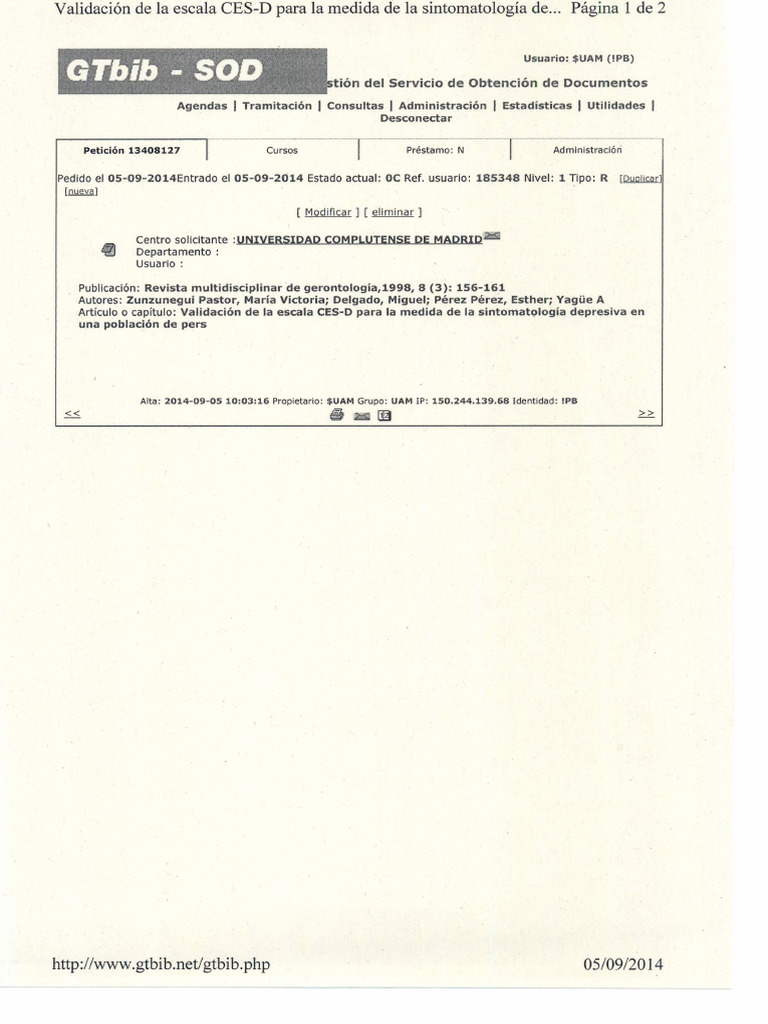 CES-D Zunzunegui 1998 | PDF