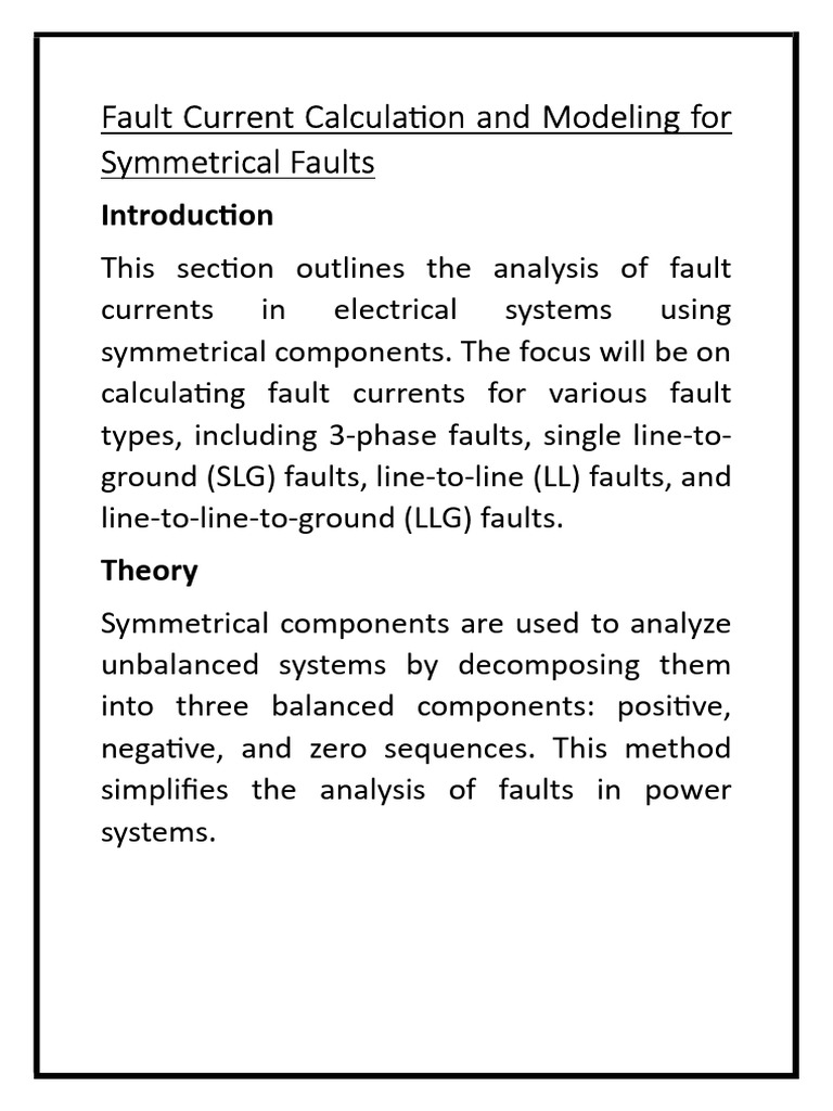 Fault Current Calculation and Modeling For Sym Fault | PDF