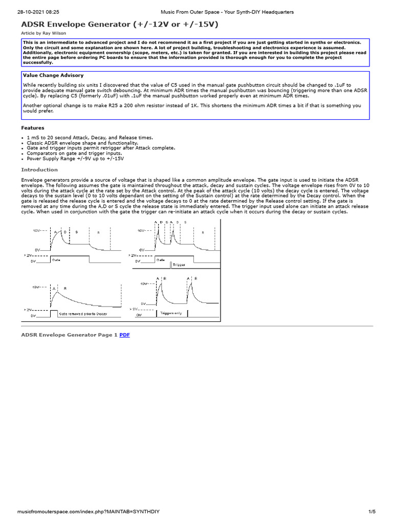 ADSR Envelope Generator | PDF