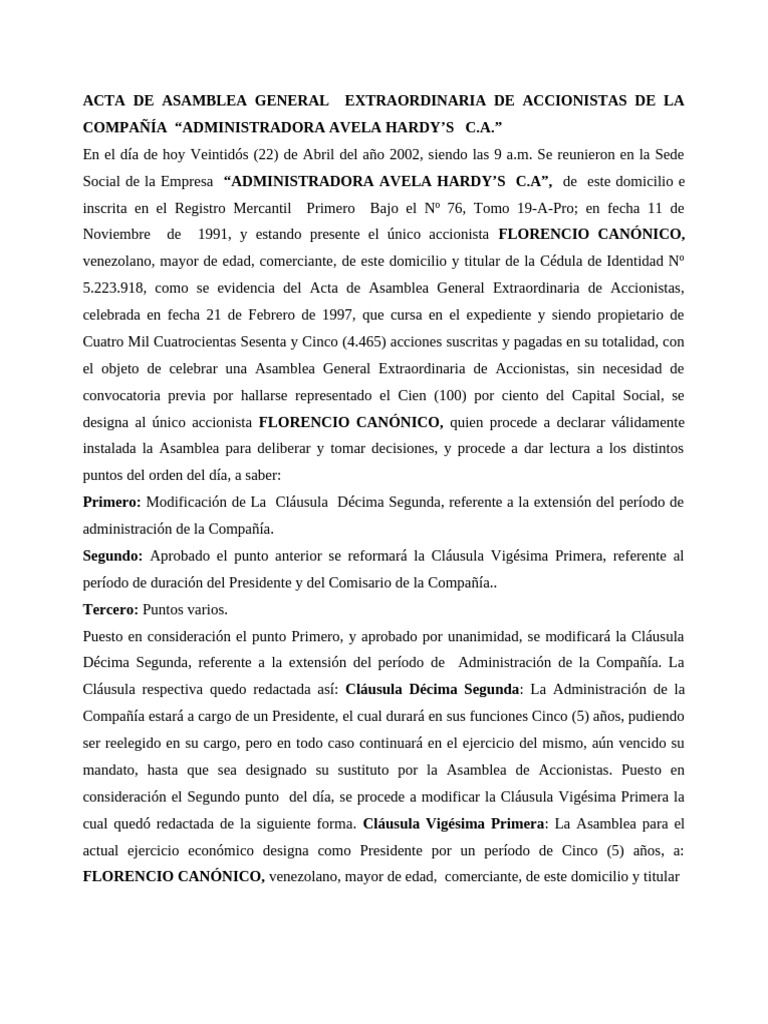 Acta Asamblea 2 MyM Style | PDF