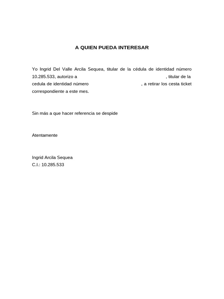 Cartas Ingrid Arcila de Referencias y Autorizaciones | PDF