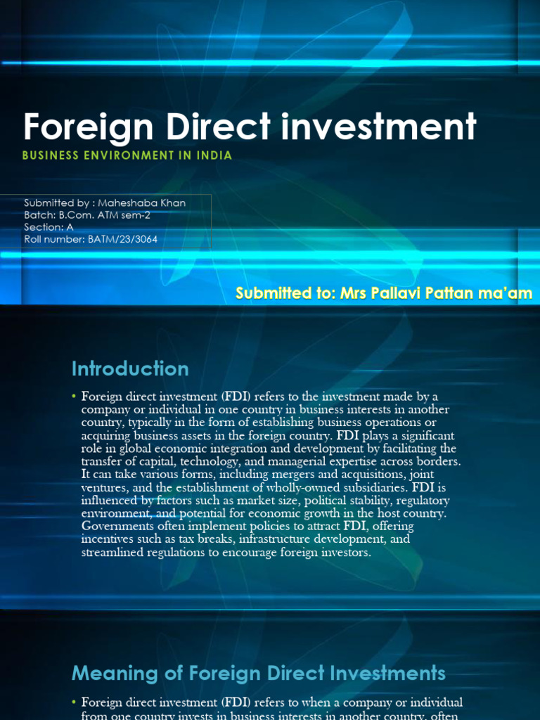 Foreign Direct Investment | PDF