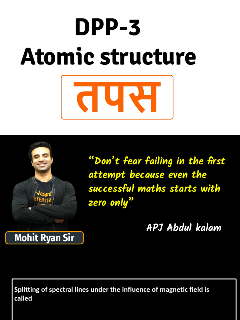 DPP (Atomic Structure Lecture - 3) | PDF