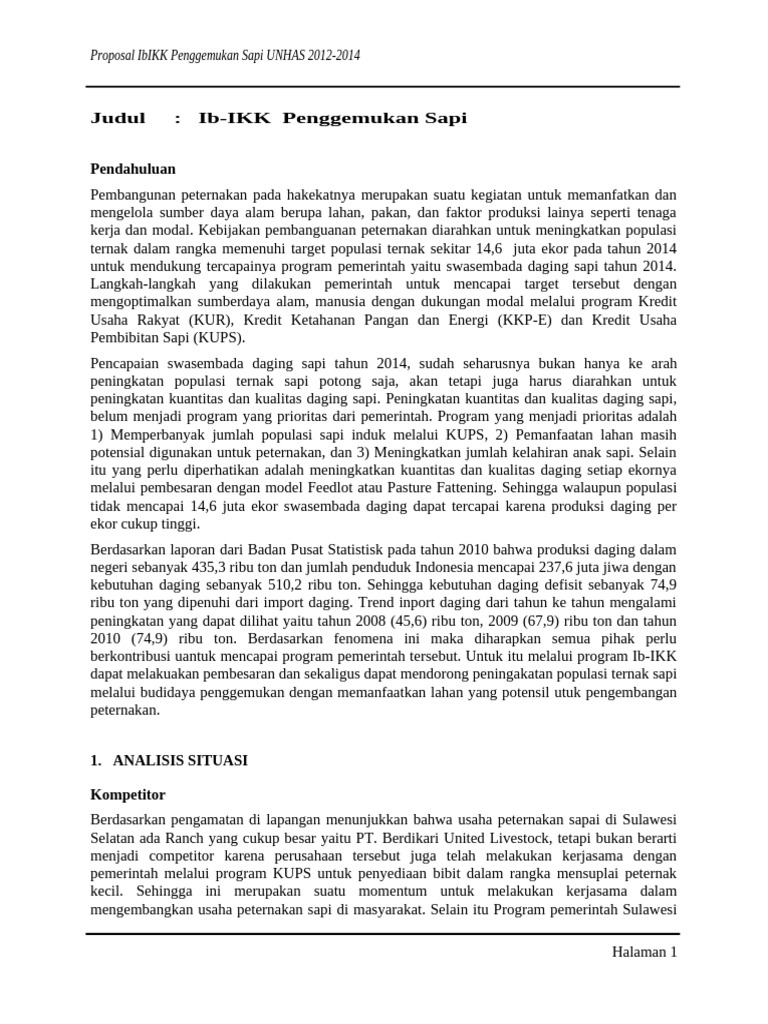 Proposal IbKK Peternakan (Repaired) | PDF