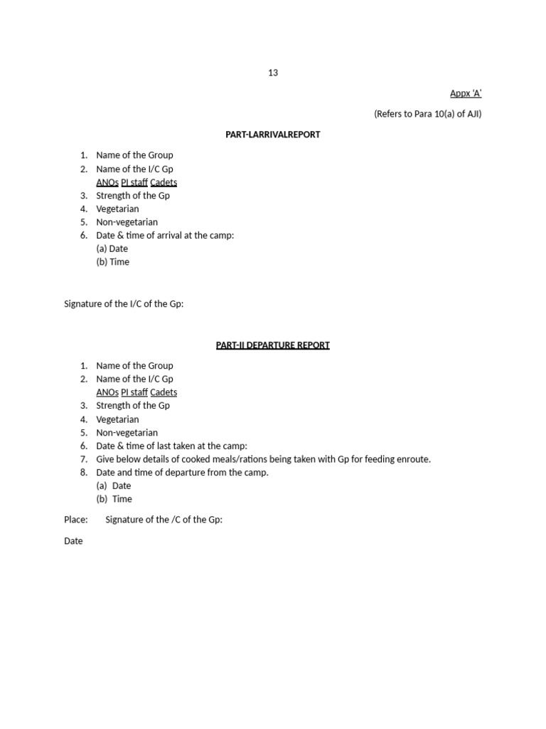 Pre Tsc Camp Form | PDF