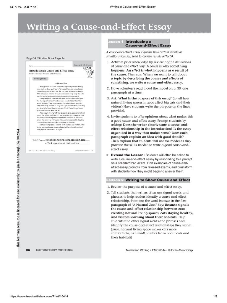 Writing A Cause-and-Effect Essay | PDF