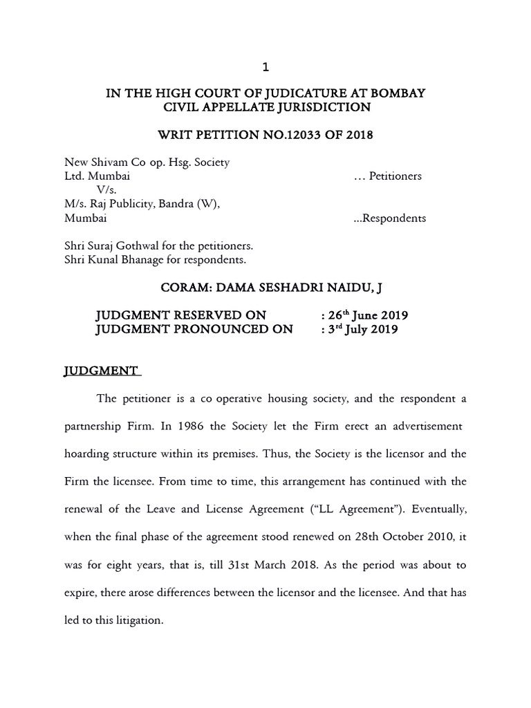 Three Cardinal Principles of Injunctive Reliefs - Bombay High Court | PDF