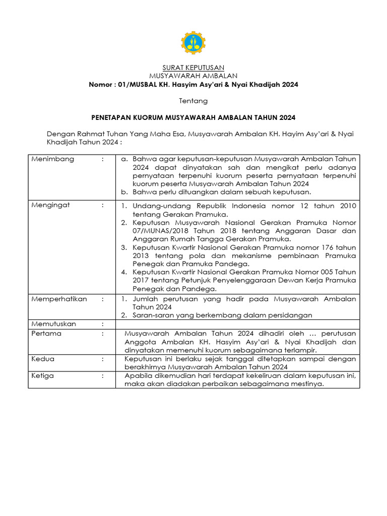 Konsideran Musbal 2024 | PDF