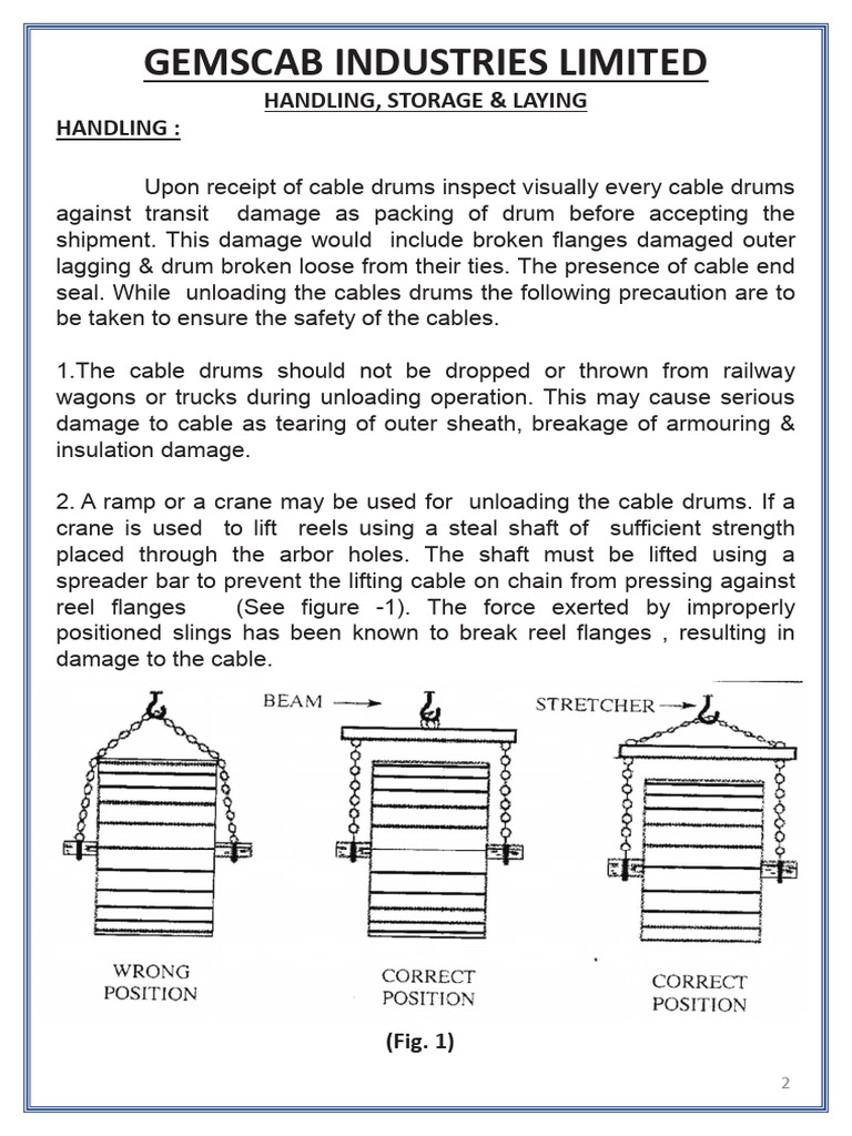 Cable Handling Procedure | PDF