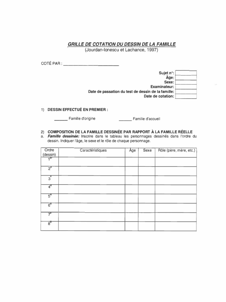 Grille de Cotation Dessin de La Famille | PDF