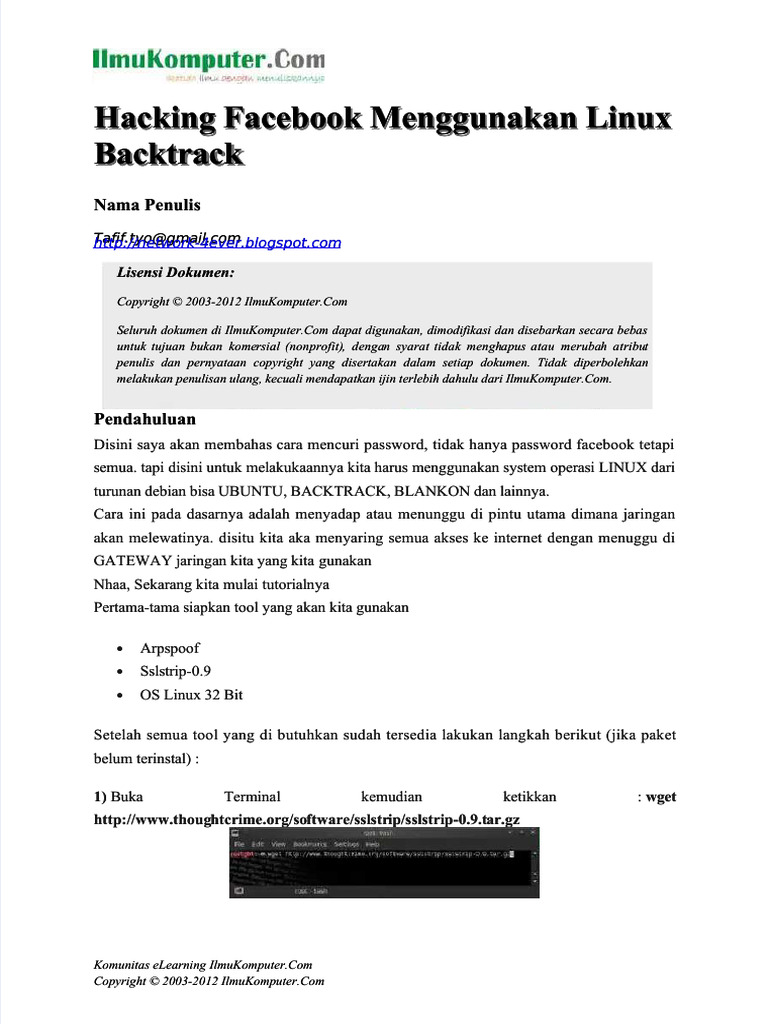 PDF Hacking Facebook Menggunakan Linux Backtrack - Compress | PDF