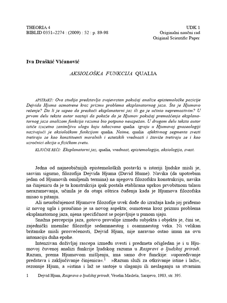 Aksiološka Funkcija Qualia | PDF
