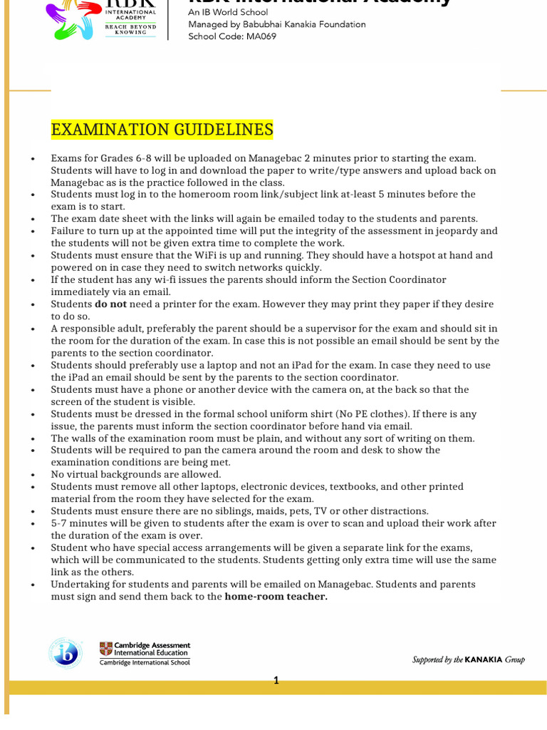 First Semester Examination Guidelines | PDF