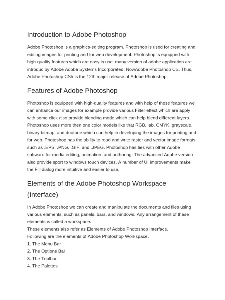 Adobe Photoshop Notes | PDF