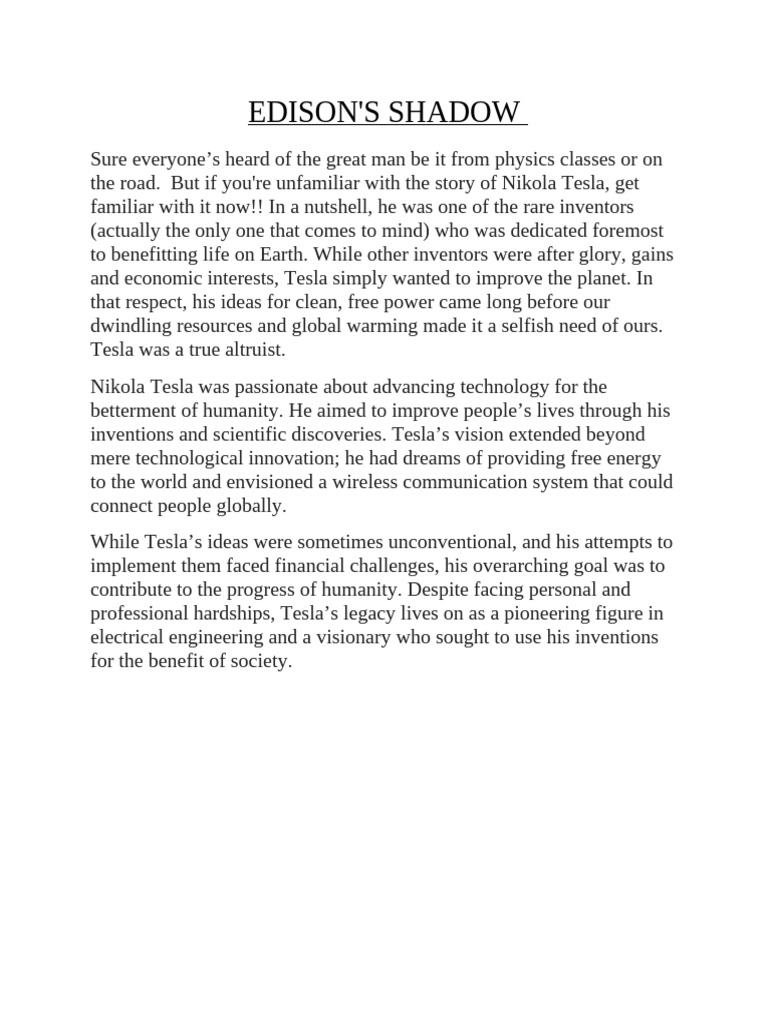 Edison's Shadow | PDF