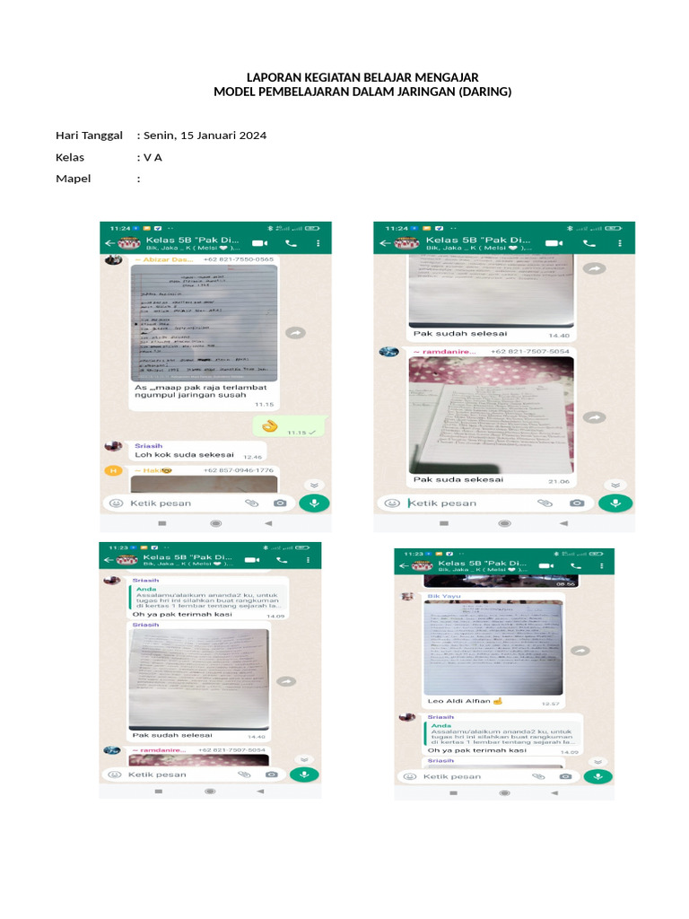 Hari Tanggal: Senin, 15 Januari 2024 Kelas: V A Mapel | PDF