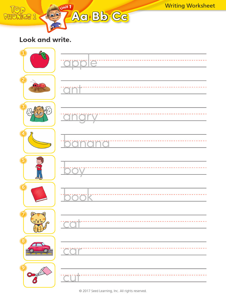 Top Phonics 1_Writing Worksheet | PDF
