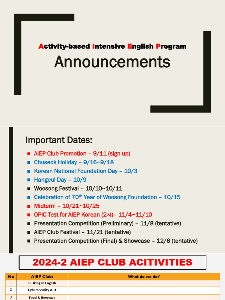 AIEP Student Announcement | PDF