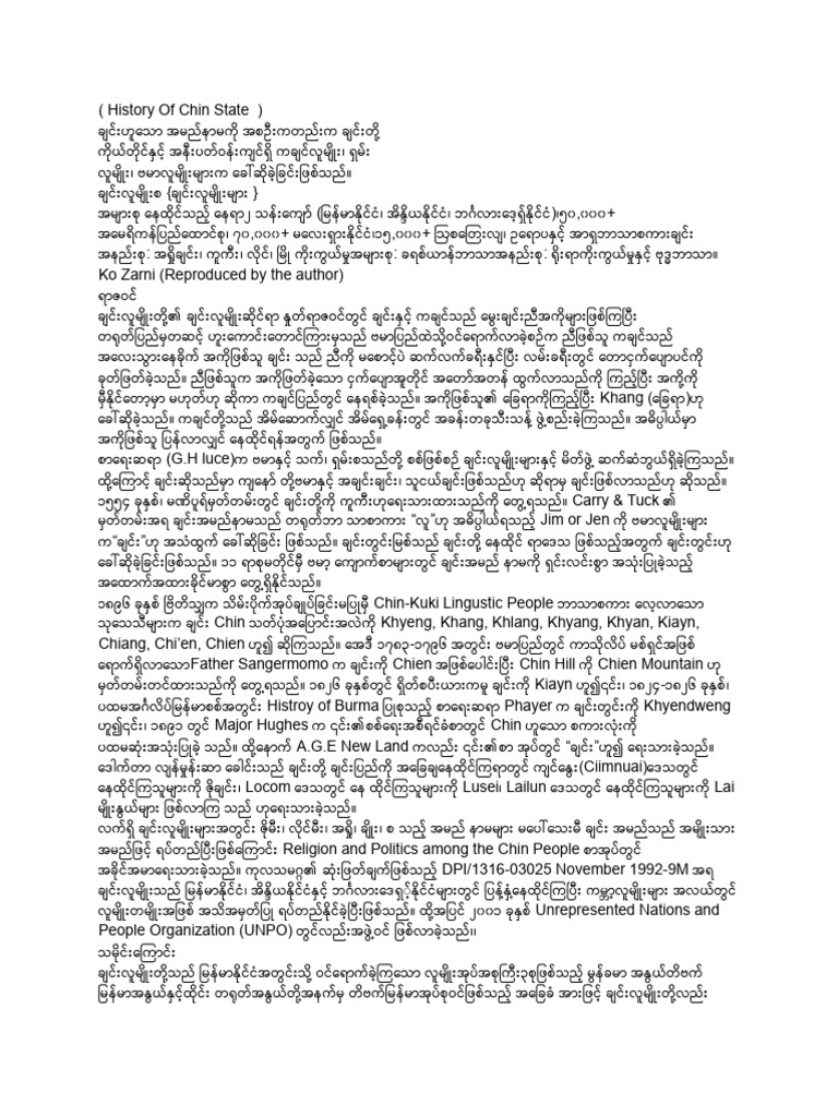History of Chin State | PDF