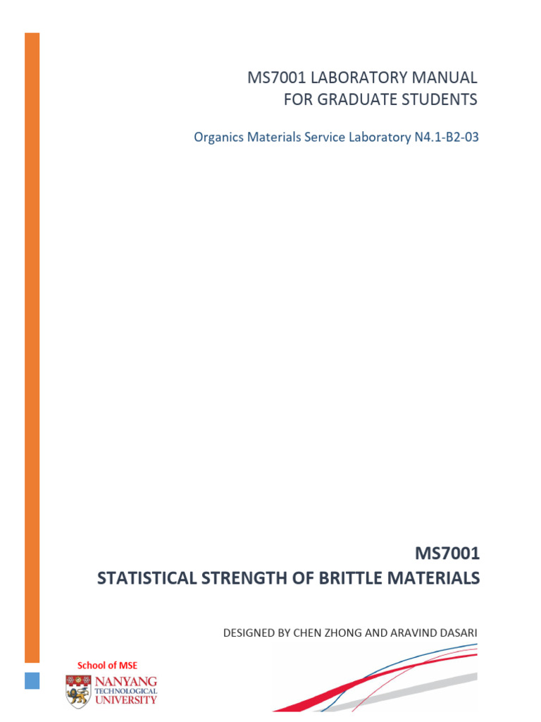 MS7001 Lab 5 - Statistical Strength of Brittle Materials Lab Manual | PDF