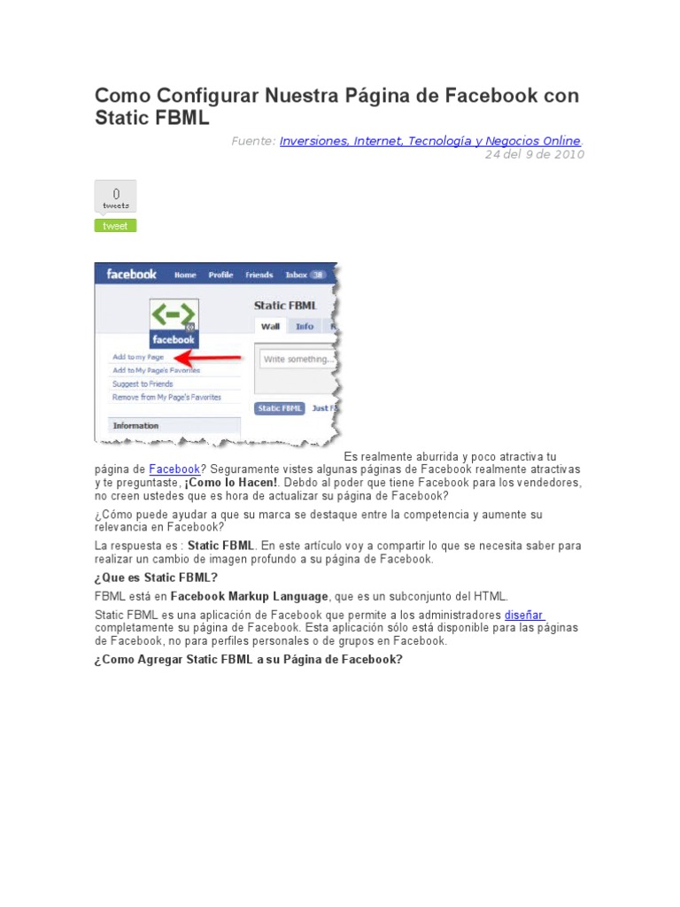Como Configurar Nuestra Página de Facebook Con Static FBML | PDF | Facebook | Youtube