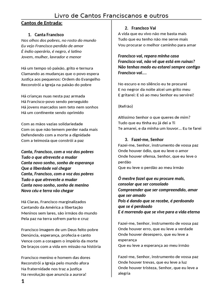 Cantos Franciscanos e Liberdade | PDF | Amor | Francisco de Assis