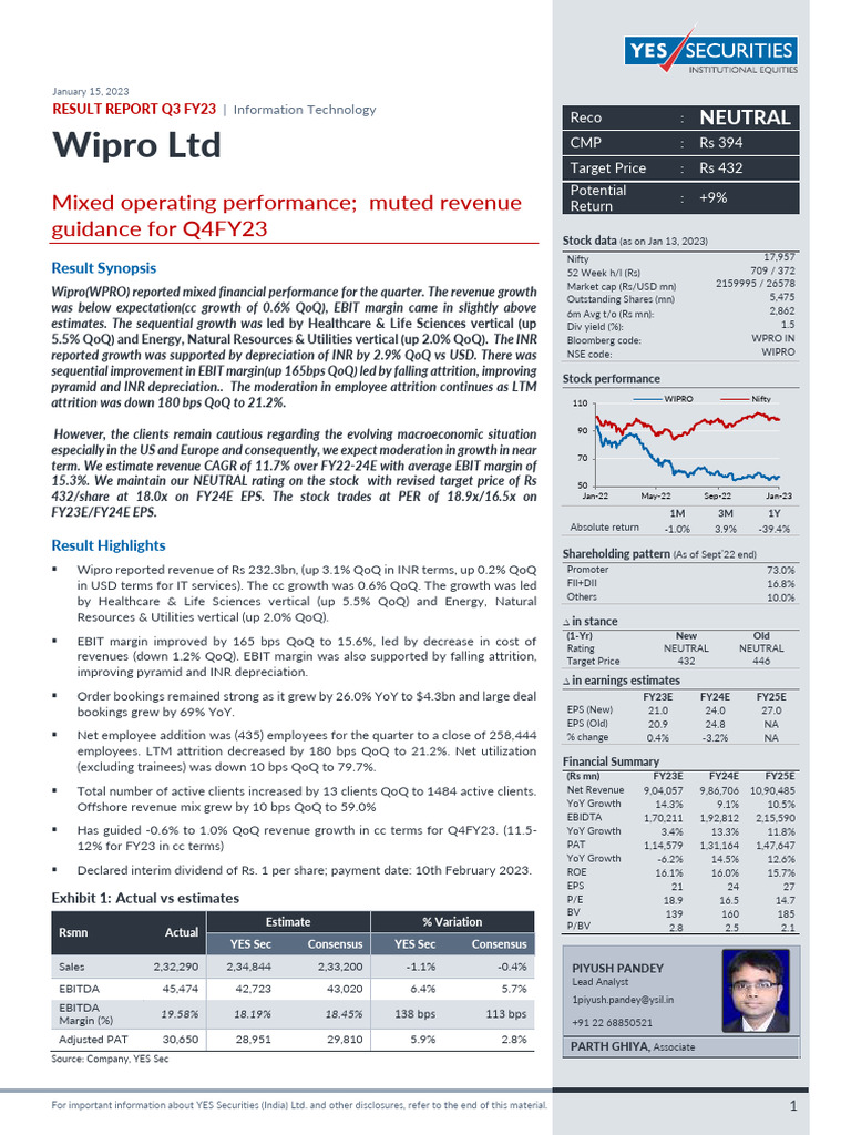 Wipro Q3FY23 | PDF