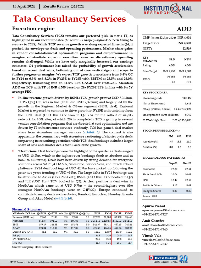 TCS - Q4fy24 - Hsie-202404131010495819293 | PDF