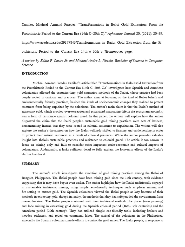 Article Review (Eddie Castre and Michael Novela) | PDF